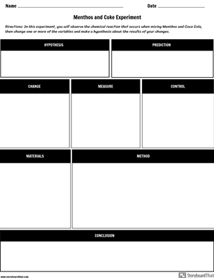 Mentos & Coke Experiment: A Storyboard That Worksheet