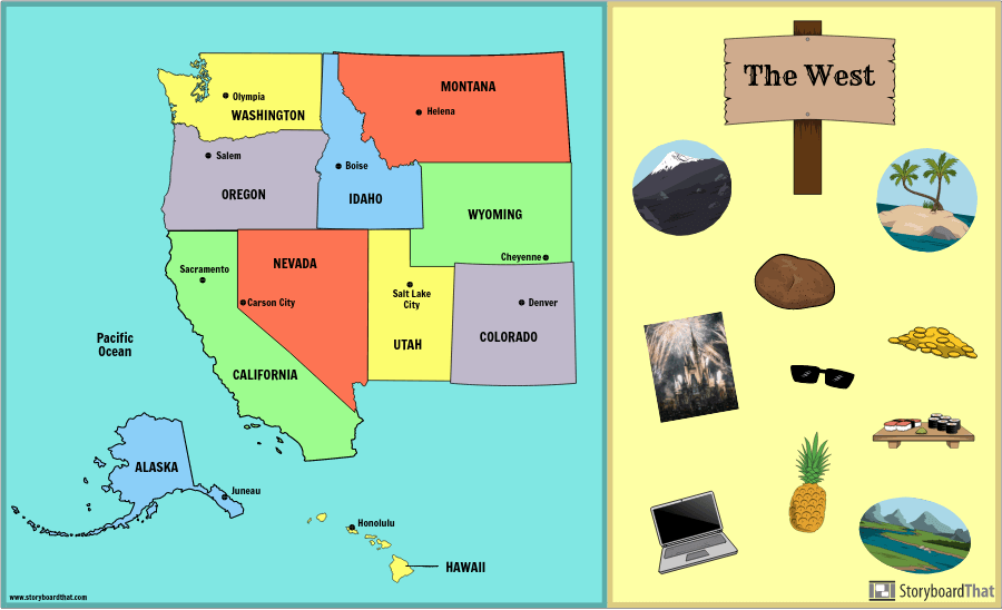 Mapa De Estados Y Capitales Del Oeste