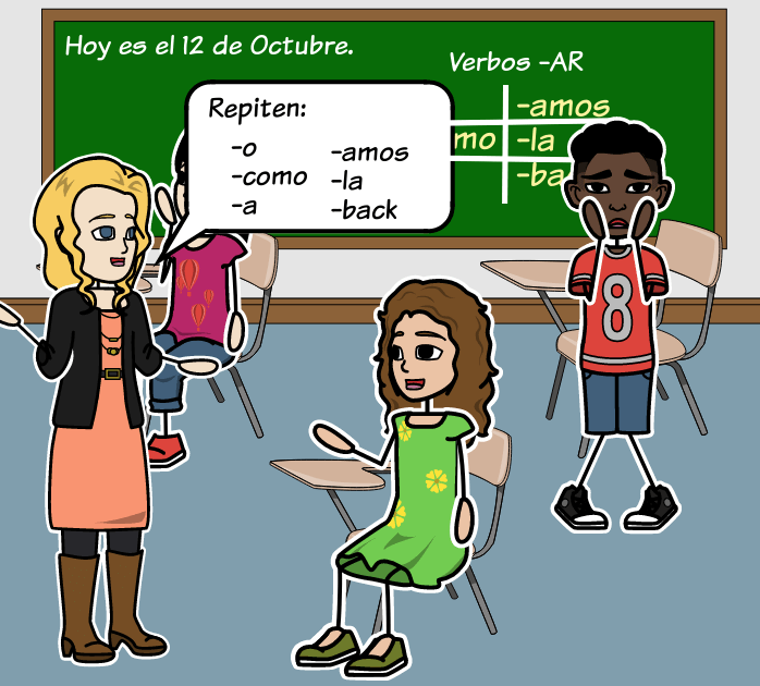 Práctica de frases en español para el aula con Storyboard That