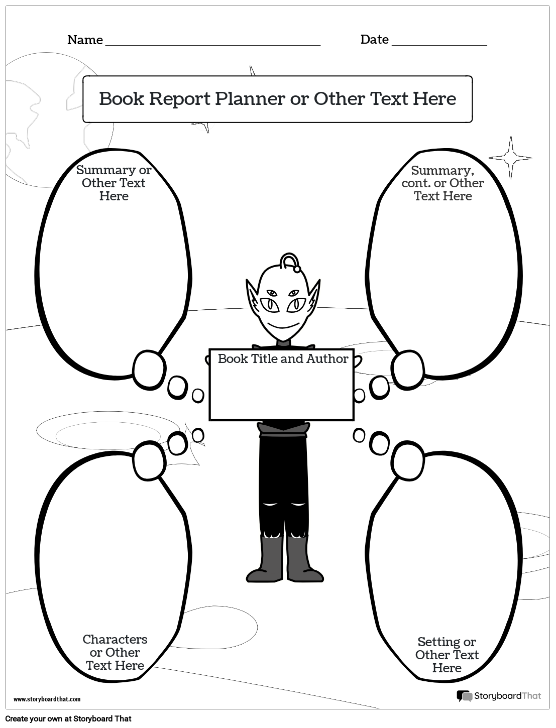 Book Report Planner Portrait BW 3 Storyboard Por Bg examples Book Report Planner Portrait BW 3 Storyboard Por Bg examples