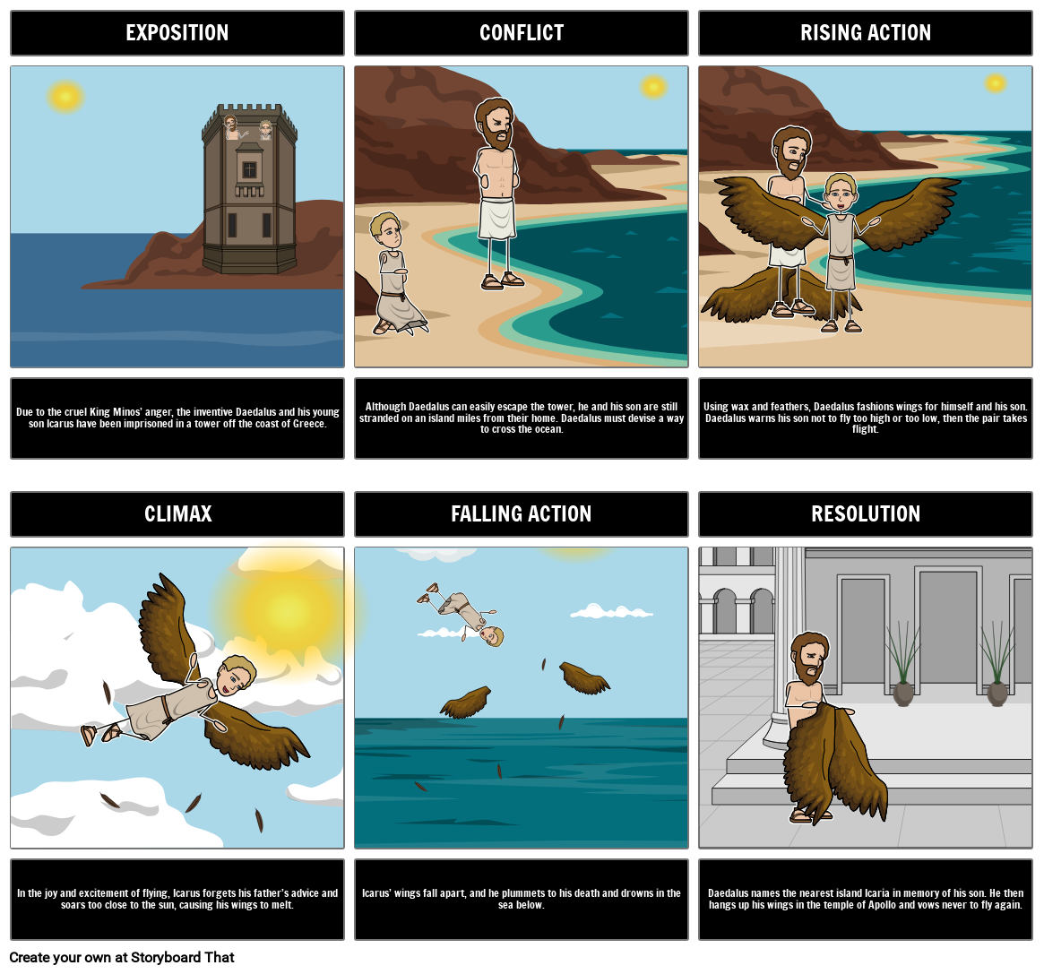 Icarus And Daedalus Plot Diagram And Summary Storyboard