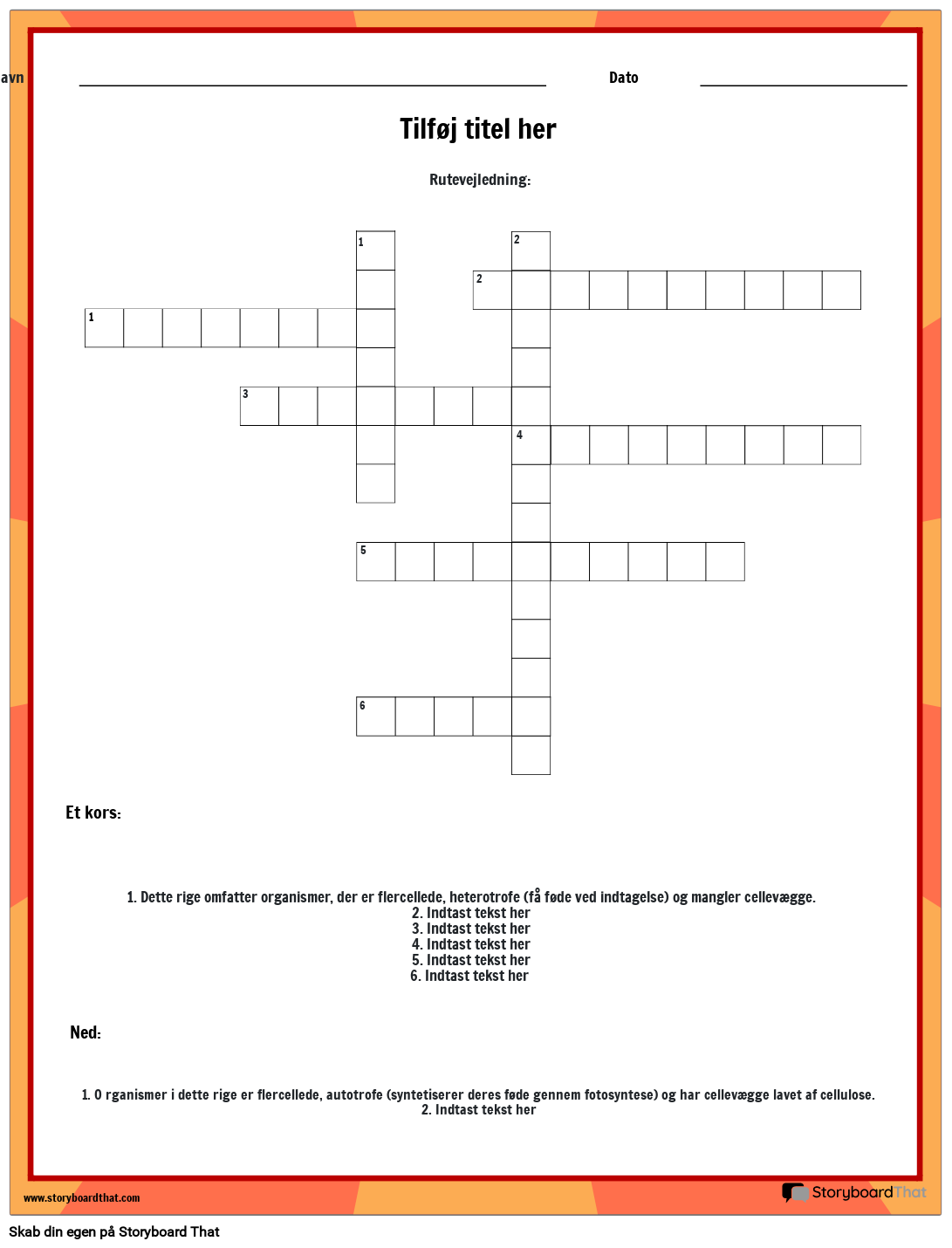 Crossword Puzzle Six Kingdoms Arbejdsark Storyboard Crossword Puzzle Six Kingdoms Arbejdsark Storyboard