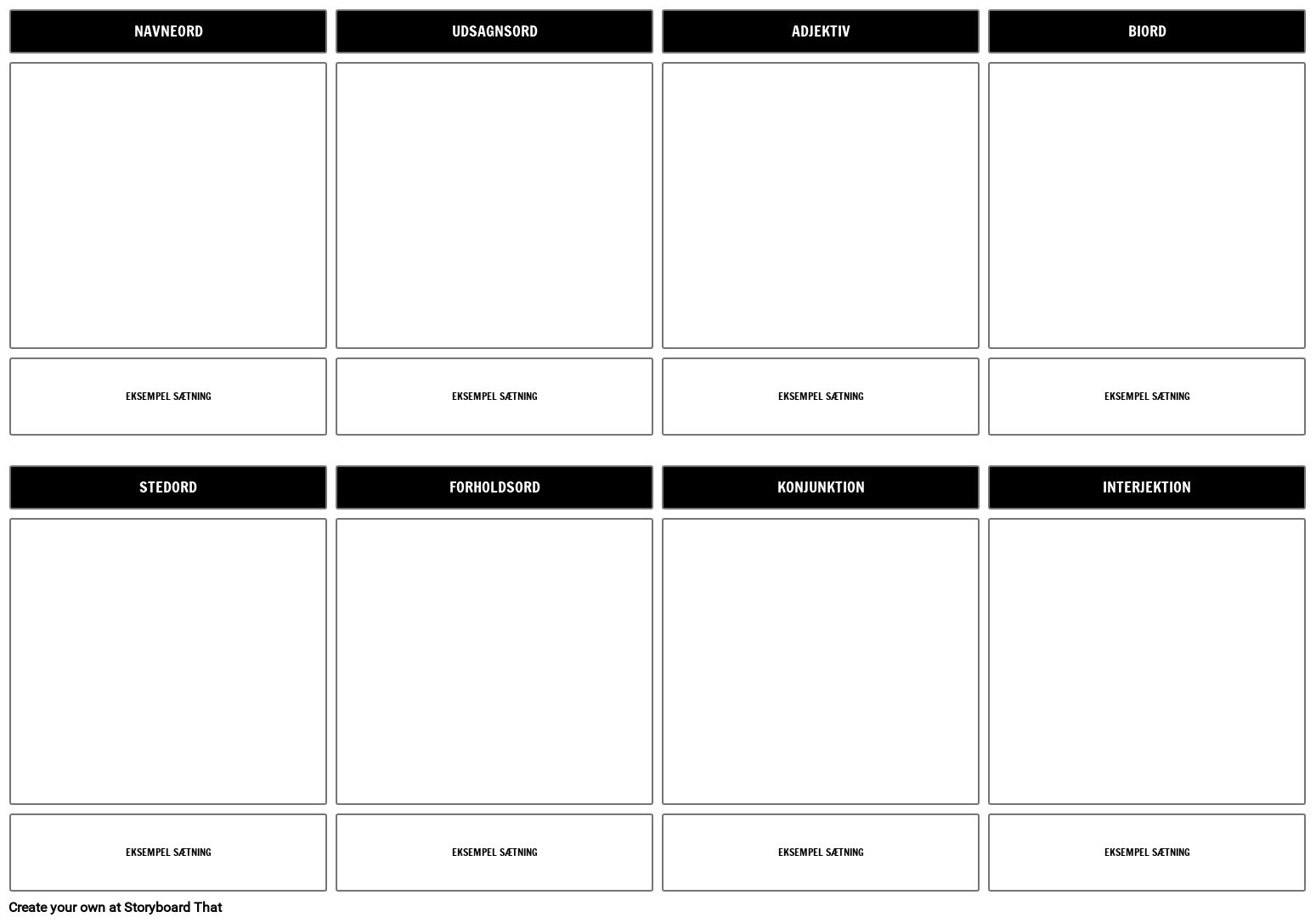 Parts Of Speech Storyboard skabelon Storyboard