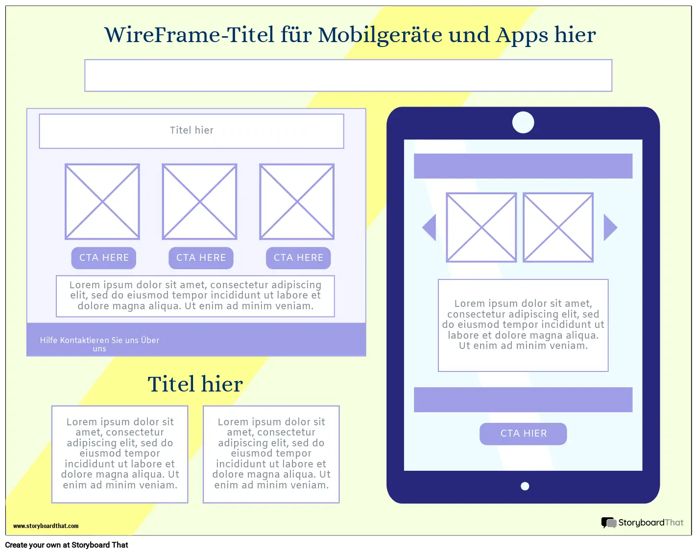 Tablet Wireframes | KOSTENLOSES Wireframe Tool