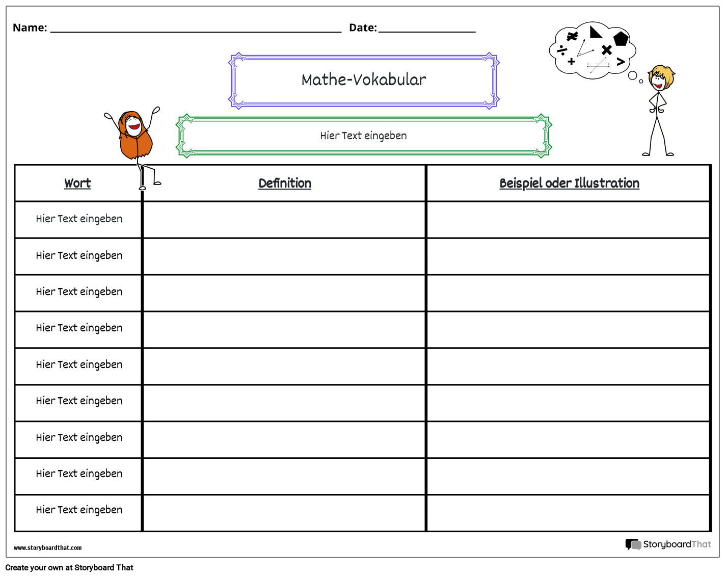 Mathe Vokabeln 4 Storyboard Von De examples