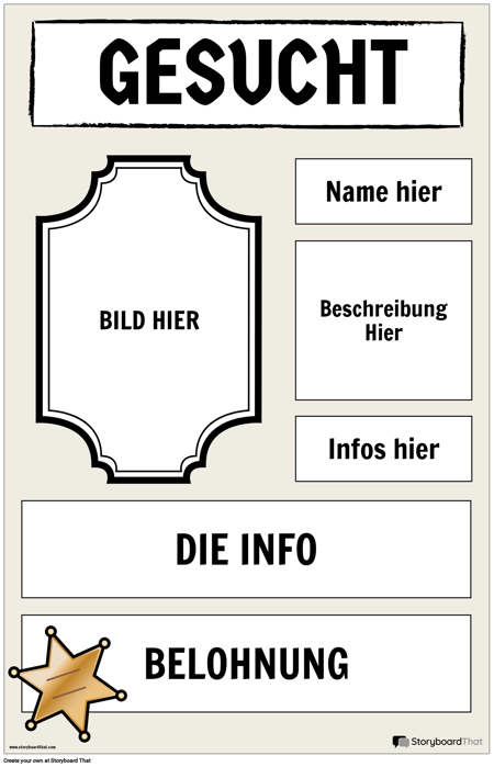 Stellen Sie Gewollte Plakate her | Steckbrief Vorlage