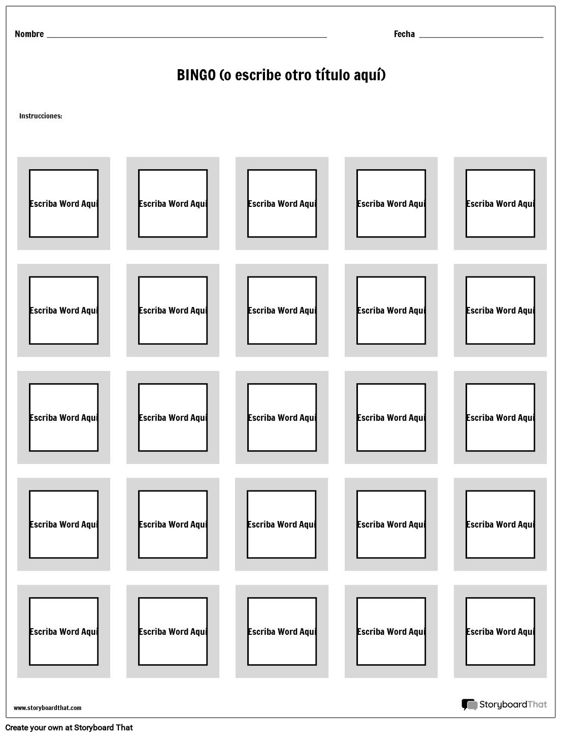 Bingo Storyboard Af Es examples