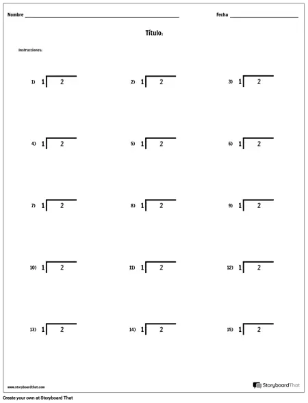 Hojas de Cálculo de División Imprimibles — Generador de Hoja de Cálculo ...