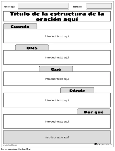 Hojas de Trabajo de Estructura de Oraciones | StoryboardThat