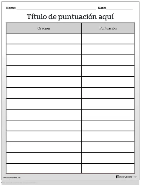 Hojas de Trabajo de Puntuación | StoryboardThat