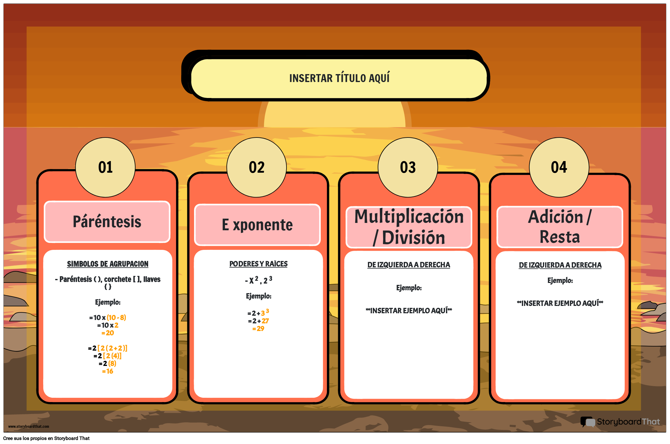 Póster Orden de Operación con Temática del Atardecer