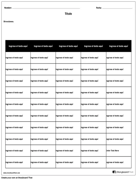 Plantilla de Gráfico de Tabla — Creador de Tablas — Cree una Tabla en ...