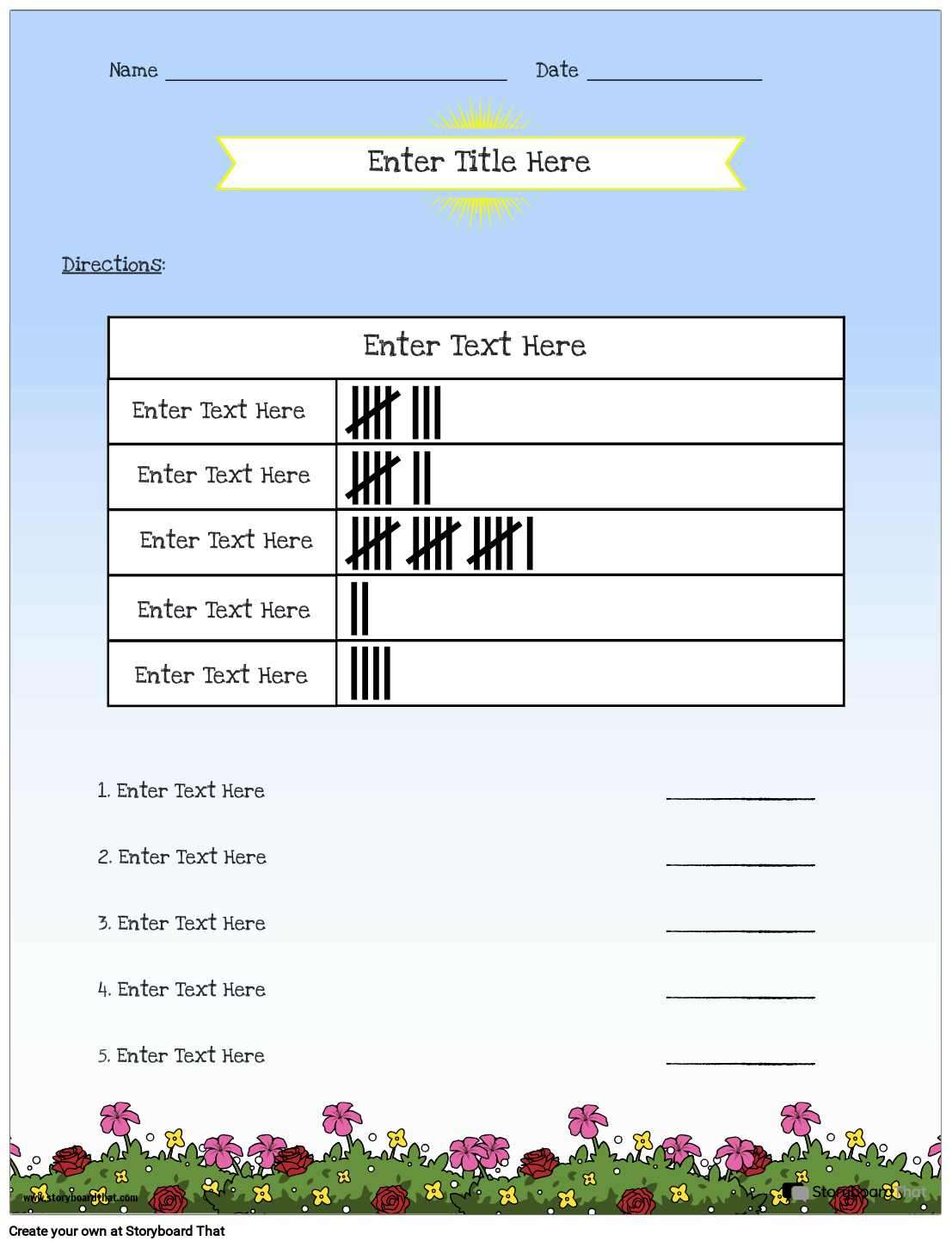 Tally Chart Muotokuva V ri 1 Storyboard By Fi examples