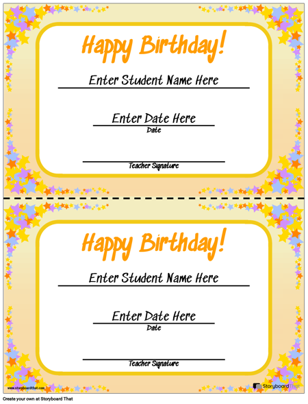 Certificats D'anniversaire | Feuilles de Travail Pour la Célébration D ...