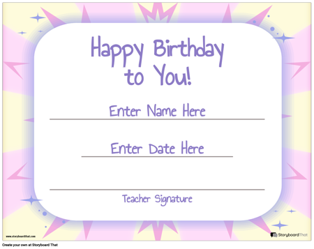 Certificats D'anniversaire | Feuilles de Travail Pour la Célébration D ...