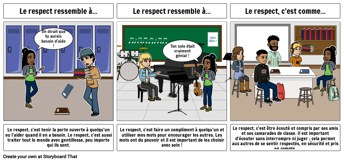 Exemple de Respect en Action Storyboard by fr-examples