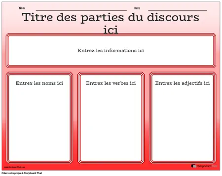 Feuilles D'exercices sur les Parties du Discours | StoryboardThat