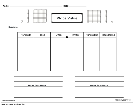 Feuilles de Travail sur la Valeur de Position | Tableaux Mathématiques ...