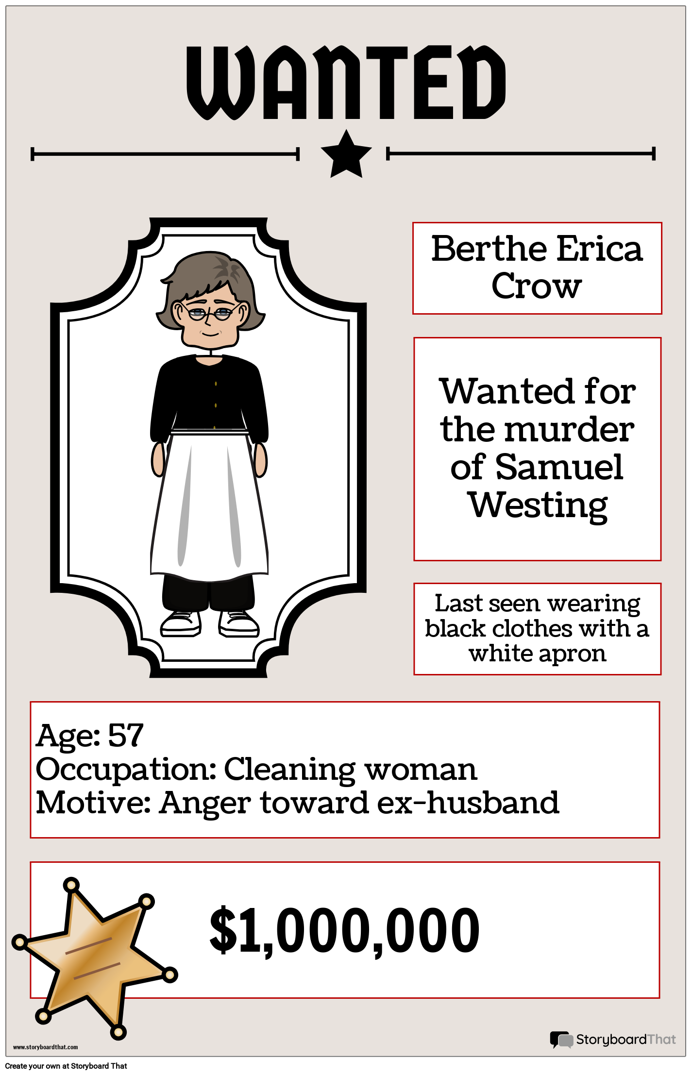 The Westing Game Suspects Wanted Poster Creation