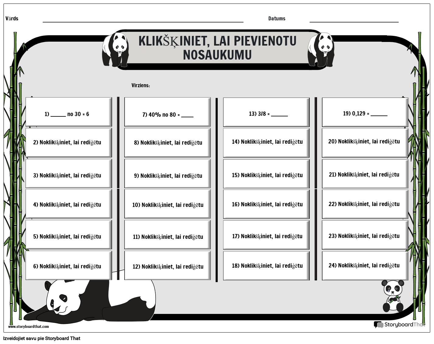 PANDAS T MA PROCENTU DARBLAPA Storyboard By Lv examples