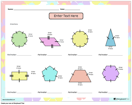 Areal og Omkrets Regneark | Geometri -regnearkmaler