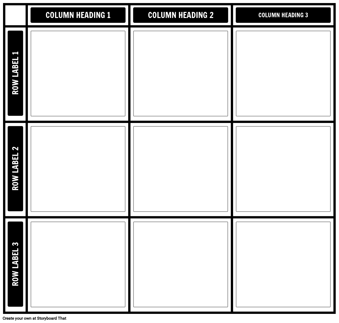 3x3 Chart Template Mont as P c Storyboard templates