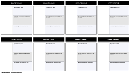 Character Analysis Templates | Storyboard Template Activities