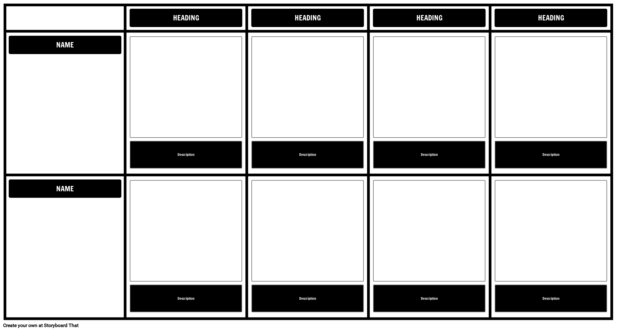 Grid Comparison With 4 Headings Storyboard Von Storyboard templates