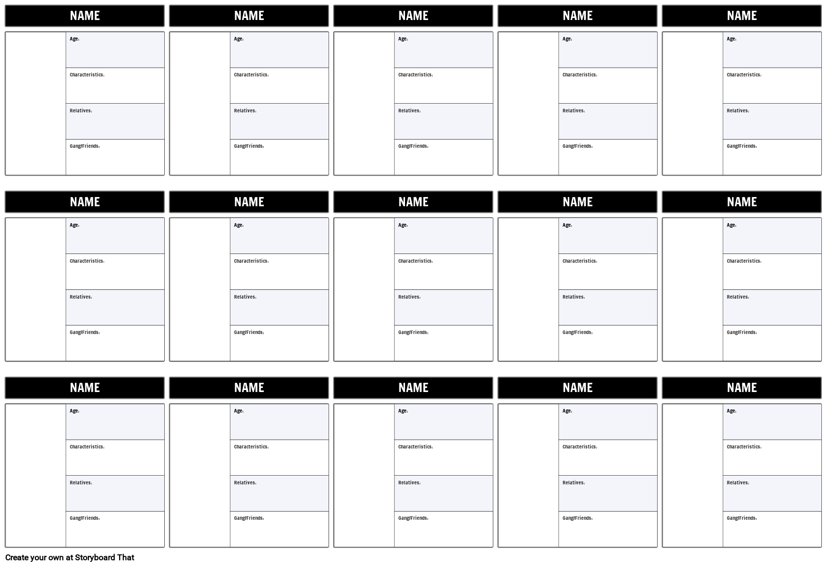 The Outsiders Character Map Template Storyboard