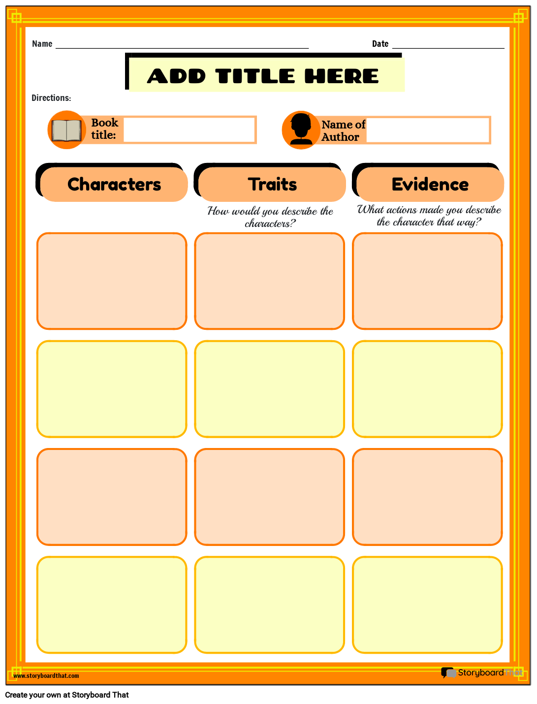 Character Traits Worksheets For Students StoryboardThat