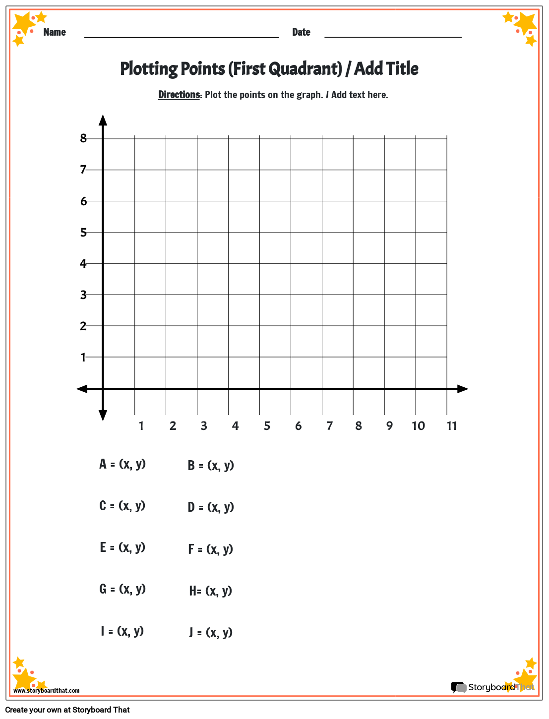 Coordinate Plane Worksheet Plotting Points Graphing StoryboardThat