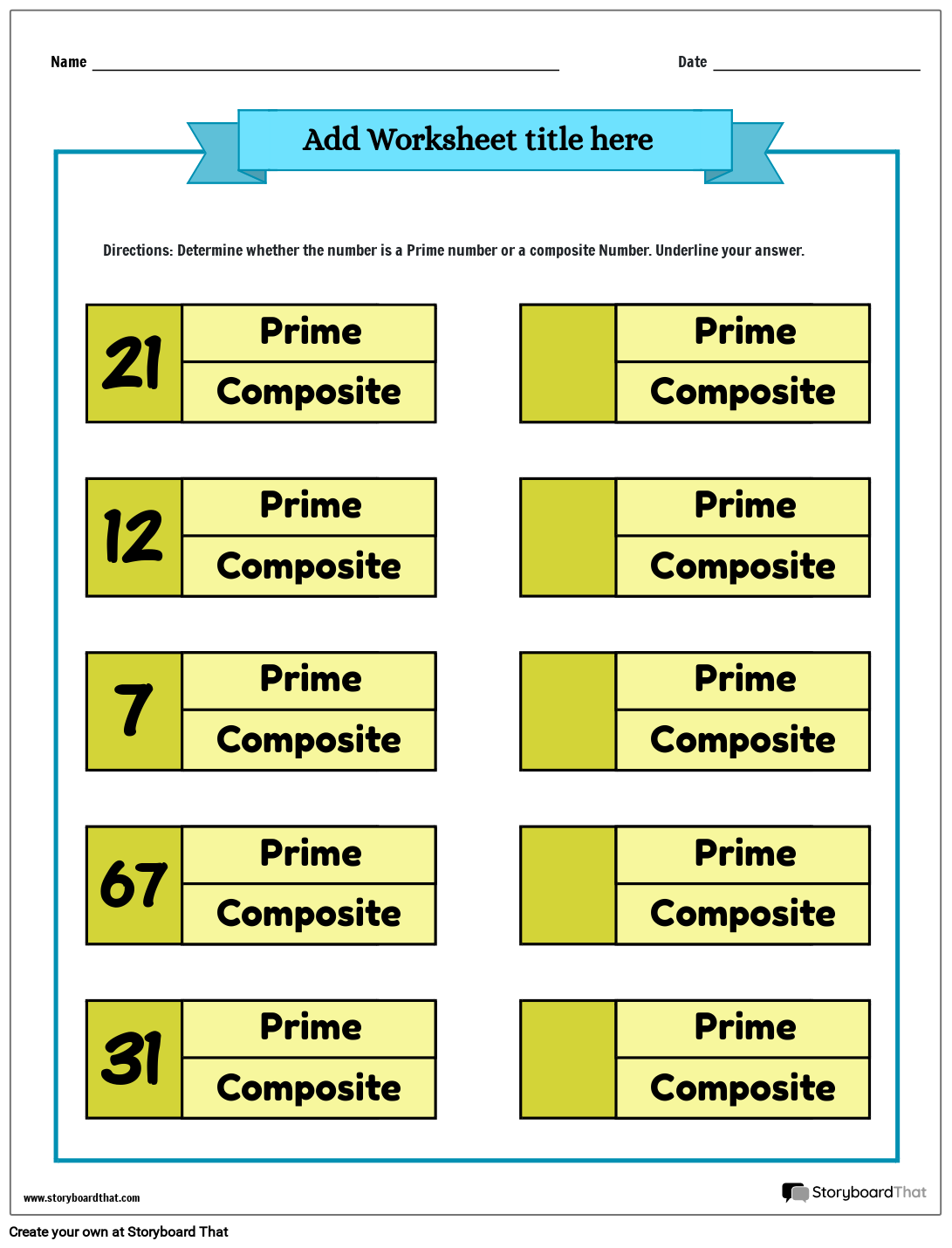 Prime Or Composite Worksheet