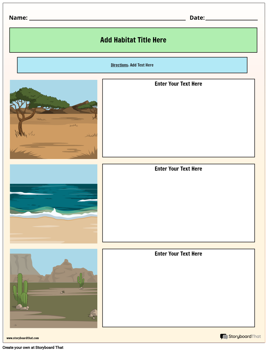 Different Habitats Worksheets