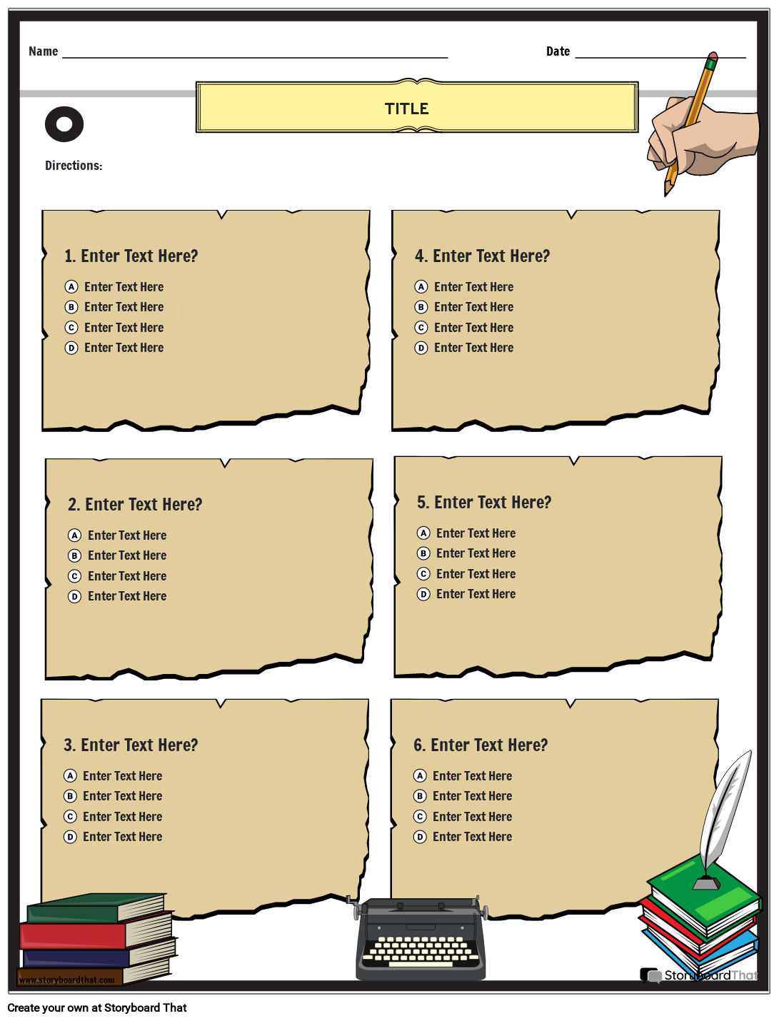 Literature Multiple Choice Worksheet Storyboard