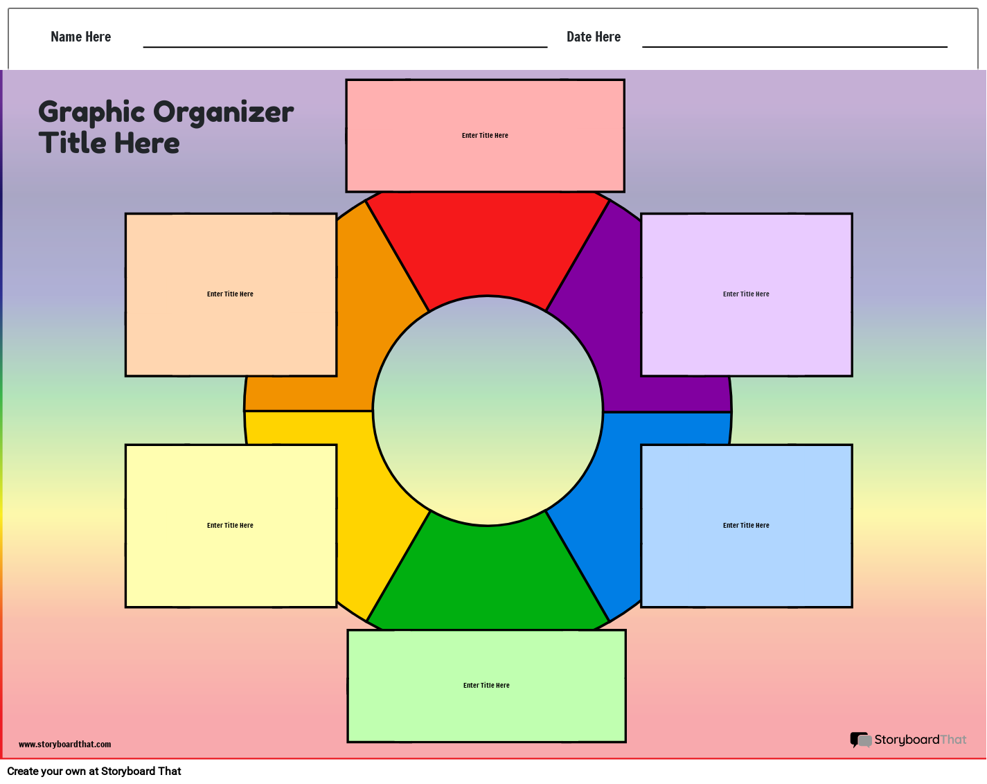 Rainbow Background Visual Organizer Template Storyboard