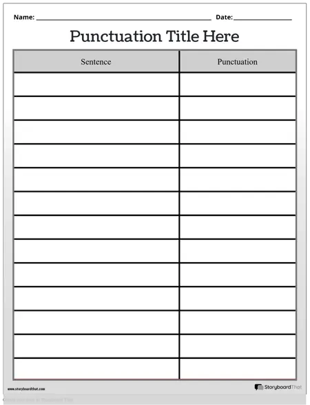 Punctuation Worksheets | StoryboardThat
