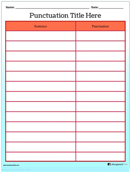 Punctuation Worksheets | StoryboardThat