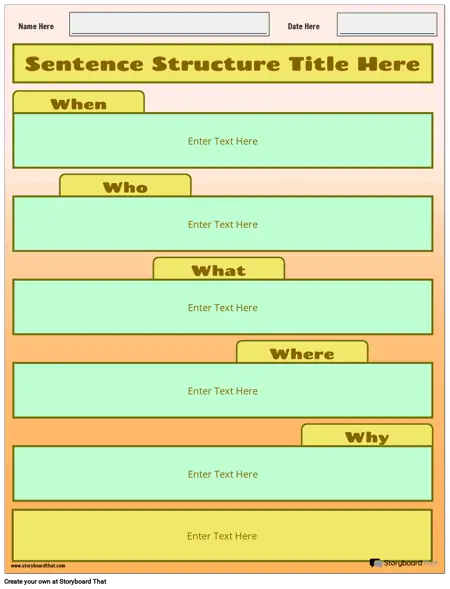 Sentence Structure Worksheets Storyboardthat