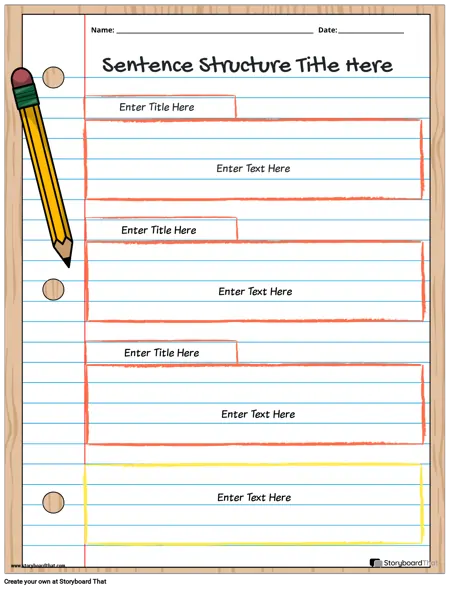 Sentence Structure Worksheets Storyboardthat