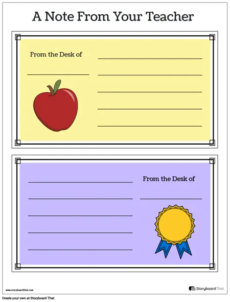 Parent Teacher Notes Templates | StoryboardThat