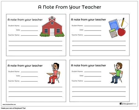 Parent Teacher Notes Templates | StoryboardThat