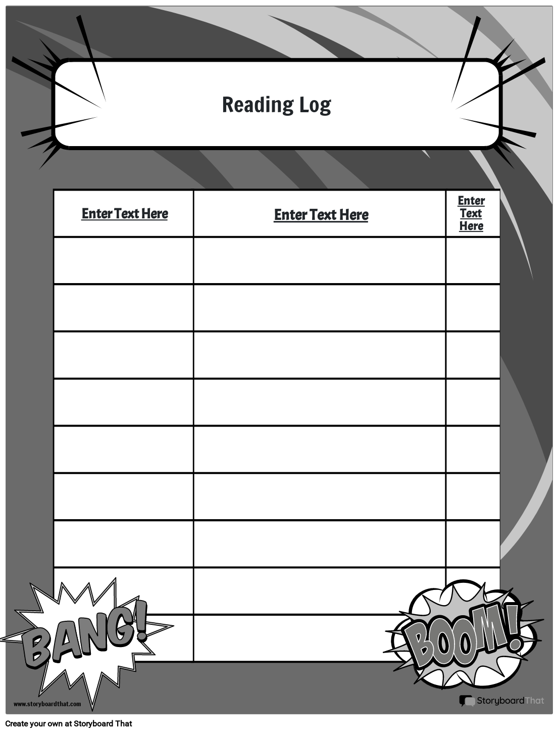 Reading Log Template Create A Reading Log StoryboardThat Reading Log Template Create A Reading Log StoryboardThat