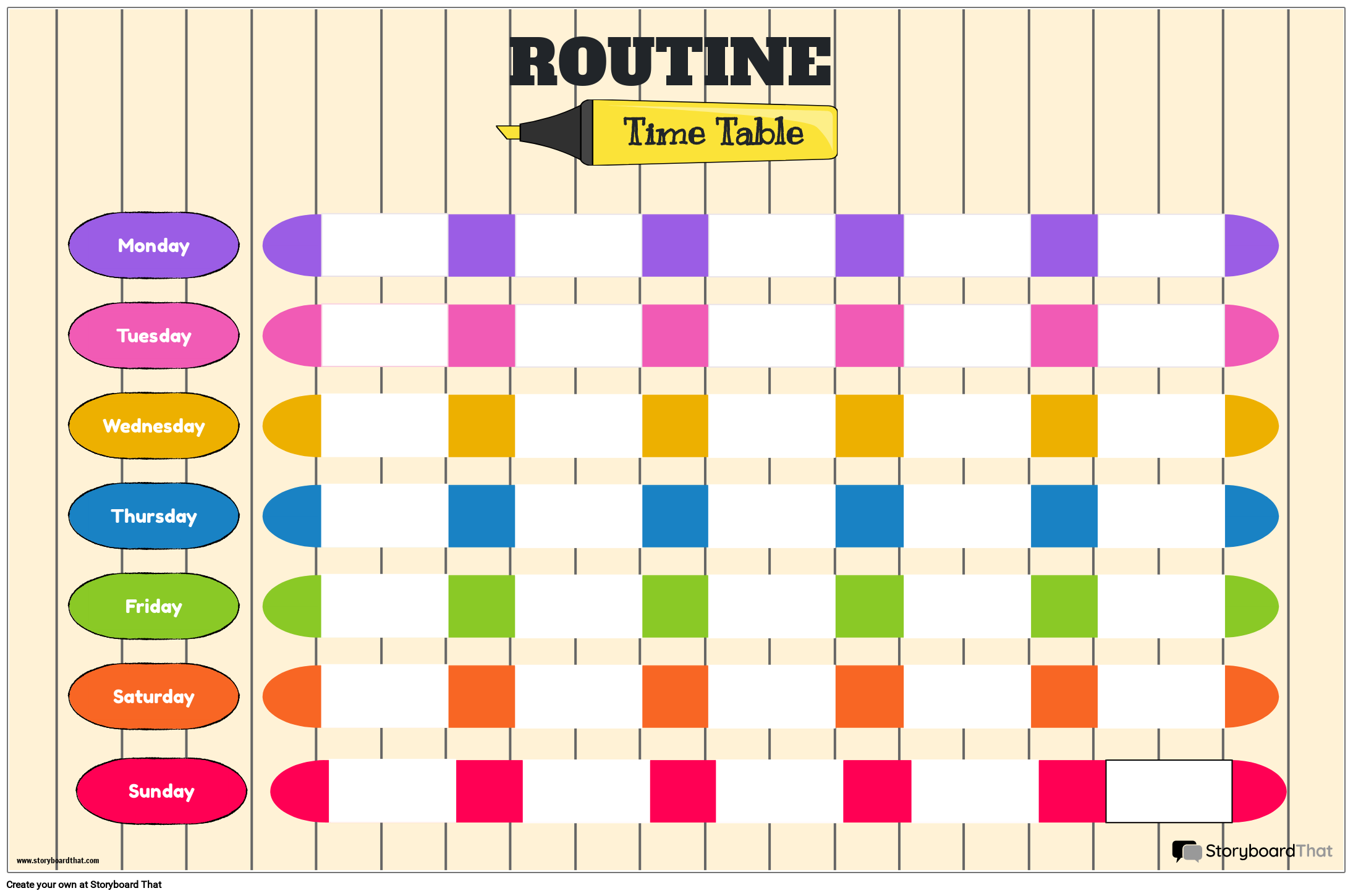 Time Table Format For Daily Routine Clipart