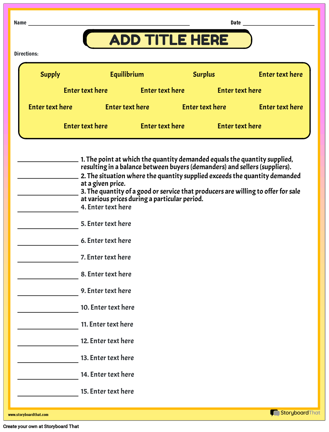 Supply And Demand Vocabulary Worksheet Storyboard Supply And Demand Vocabulary Worksheet Storyboard