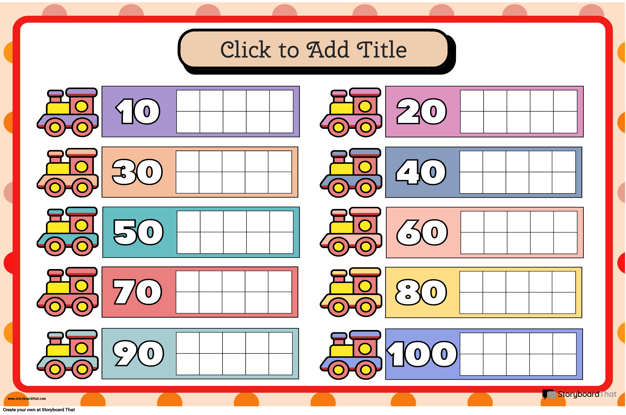 TRAIN PASTEL COLOR NUMBER POSTER 1-100 Storyboard