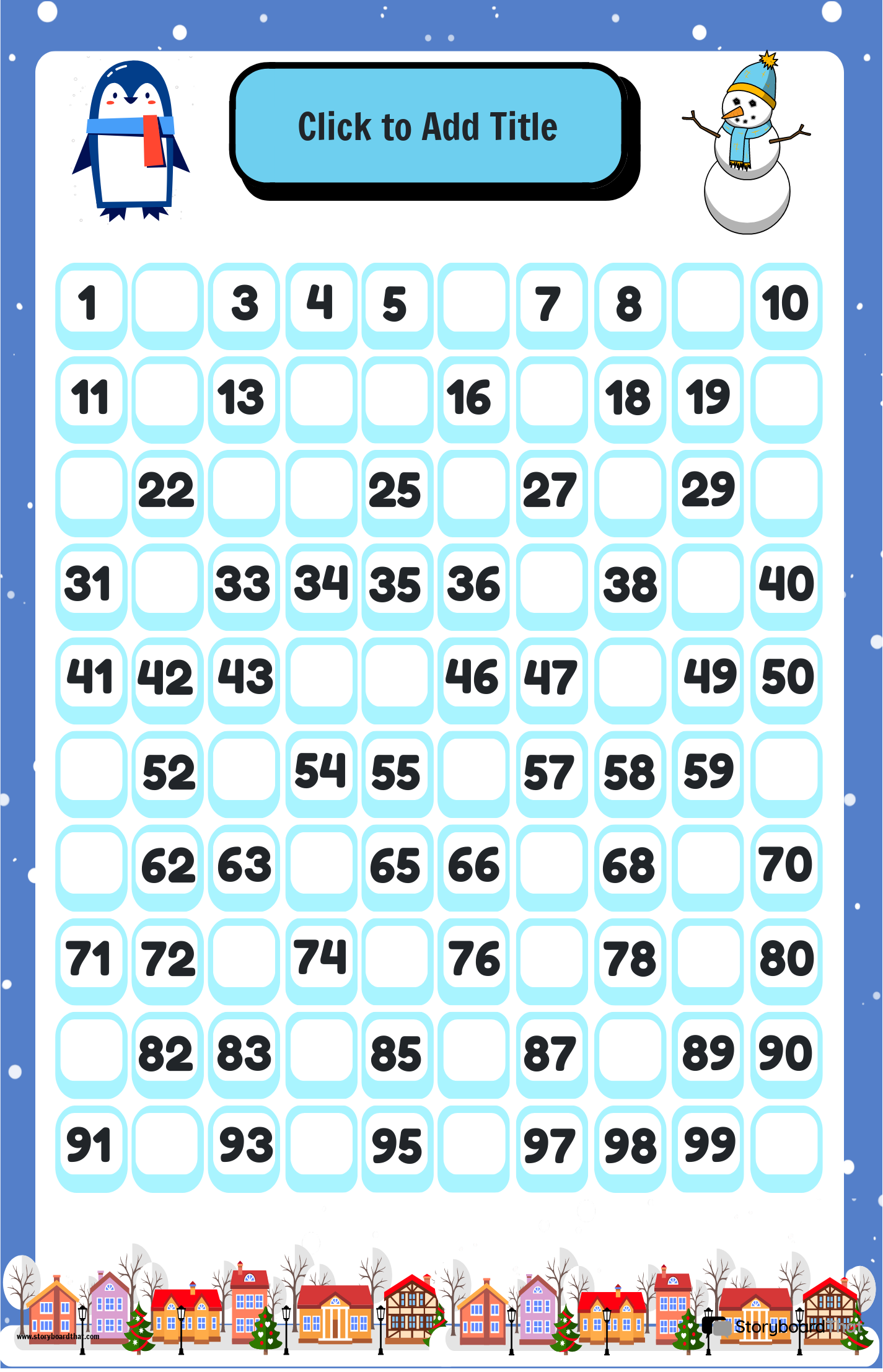 WINTER THEMED NUMBER POSTER 1-100 Storyboard von templates