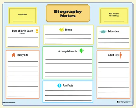 Biography Worksheets — Biography Graphic Organizers — Biography Maker ...
