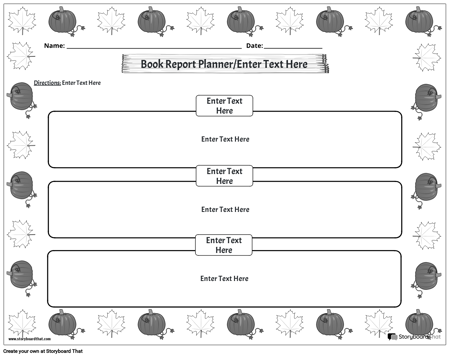 Book Report Planning Sheet | Create Your Own at Storyboard That