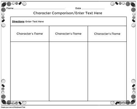 Character Comparison Worksheet Templates | Storyboard That