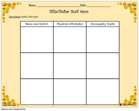 Character Comparison Worksheet Templates | Storyboard That